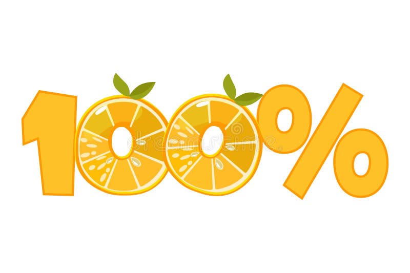 Orange Texture Text 100 Percent. Vector Icon with Lime for Advertising ...