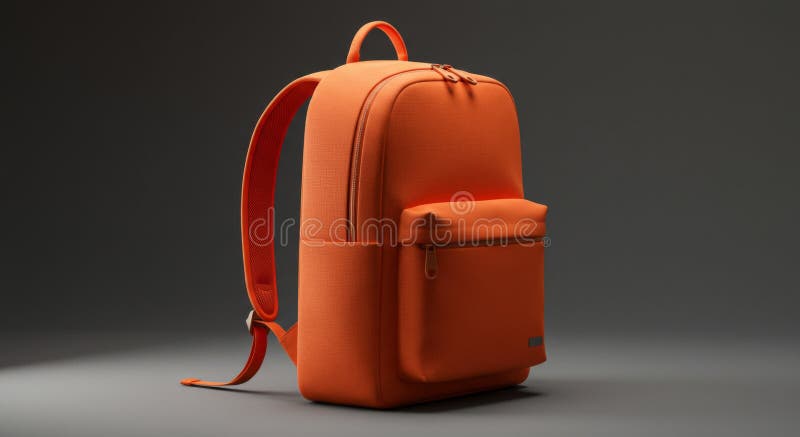 Orange Textured Backpack on Gray Background Stock Illustration ...