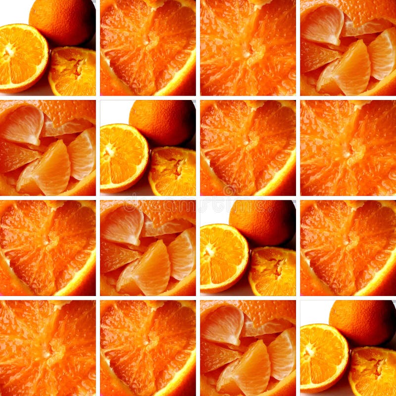 Orange Textures Inside Square Shapes Stock Photo - Image of collage ...