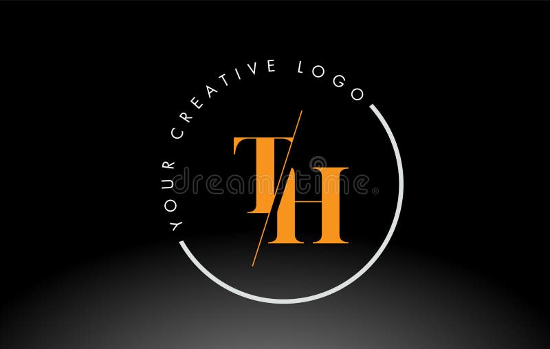 Orange TH Serif Letter Logo Design with Creative Intersected Cut Stock ...