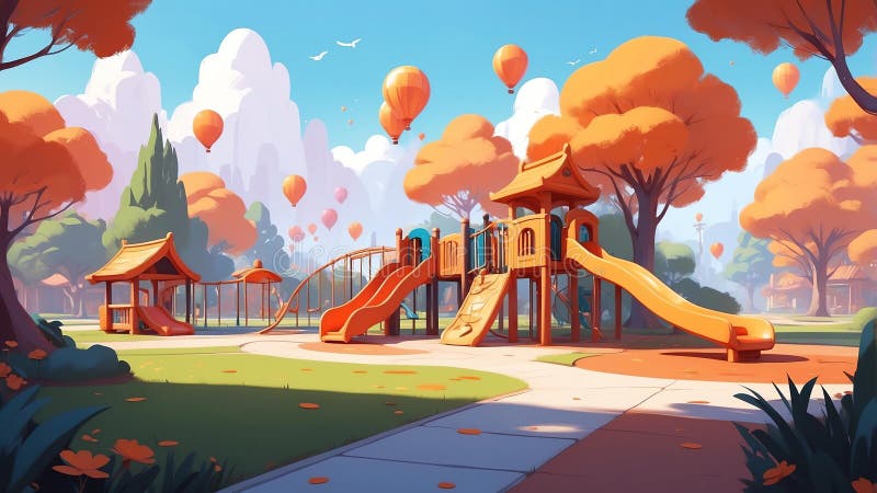 Orange Themed Aesthetic Minimalist Playground Ai Generated Stock ...