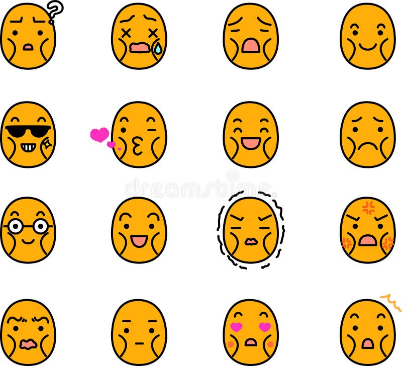 Orange Thin Man Emoticon Icon Set Stock Vector - Illustration of ...