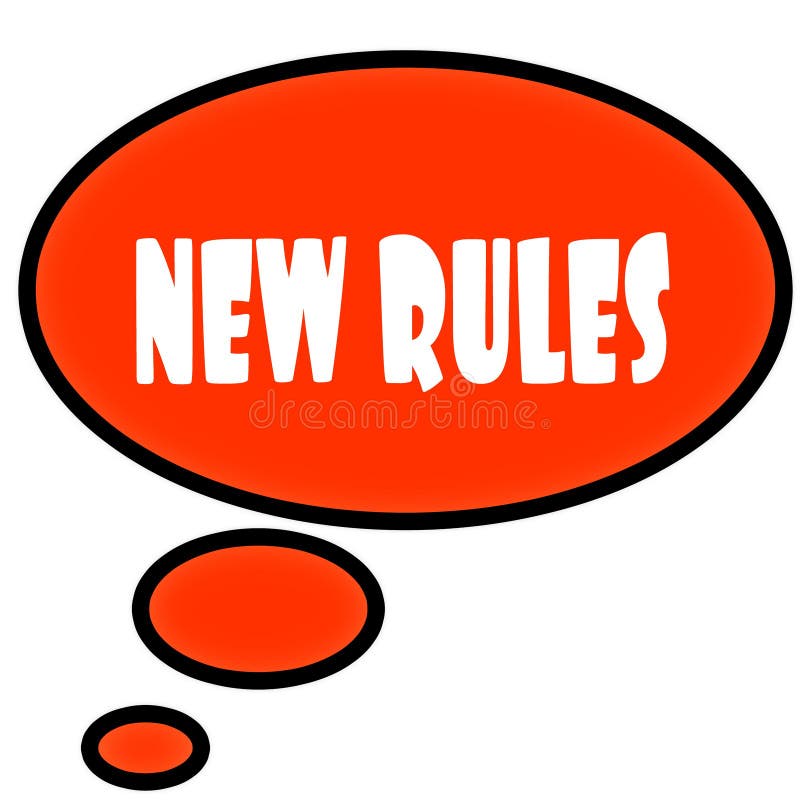Orange Thought Bubble with NEW RULES Text Message. Stock Illustration ...
