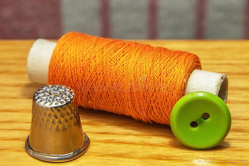 Orange Thread of Thread, Thimble To Finger Stock Image - Image of patch ...