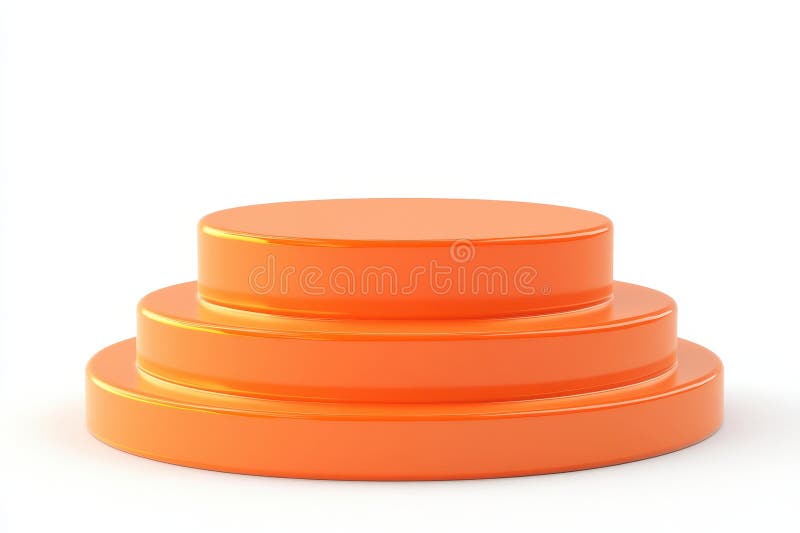 Orange Tiered Display Podium Isolated on White Background Stock ...