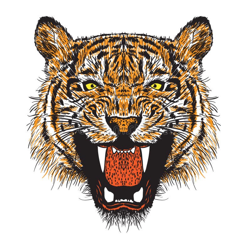 Orange tiger stock vector. Illustration of flat, retro - 70898011