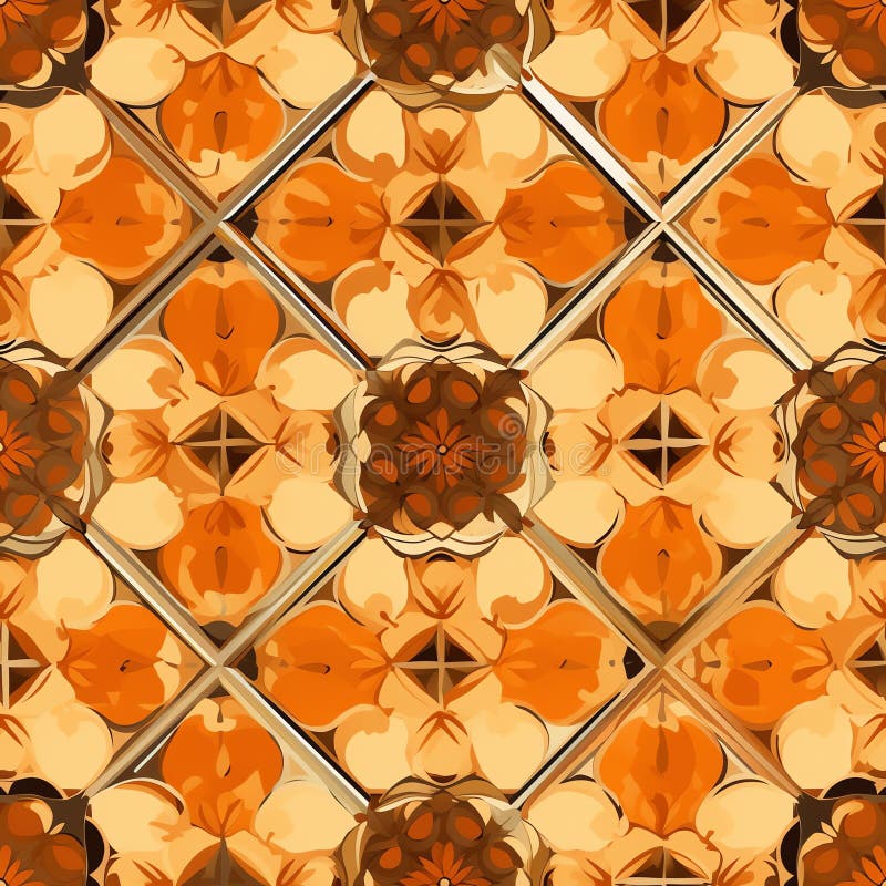 Orange Tile Pattern for Decoration Stock Illustration - Illustration of ...