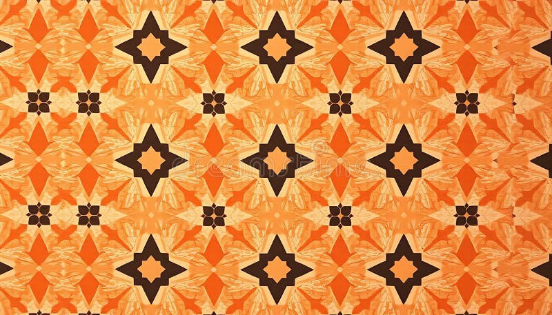 Orange Tile Pattern Decorative, Geometric Design, Warm Texture, Stock Photo, Generative AI Stock ...