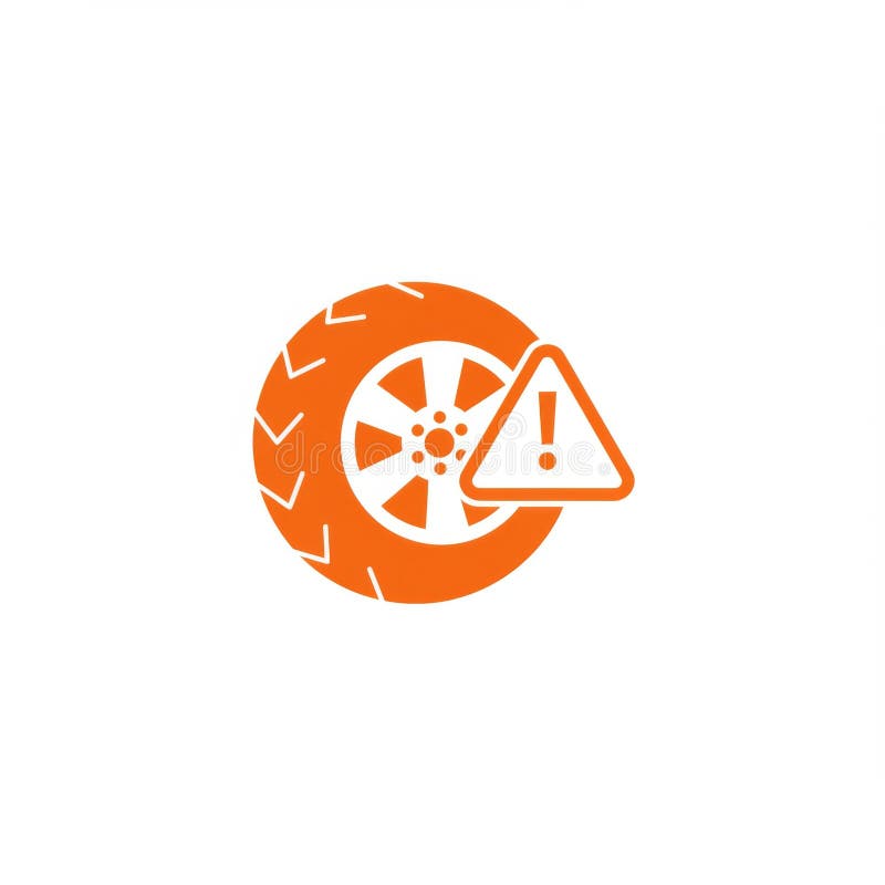 Orange Tire Warning Icon on White Background Stock Illustration ...
