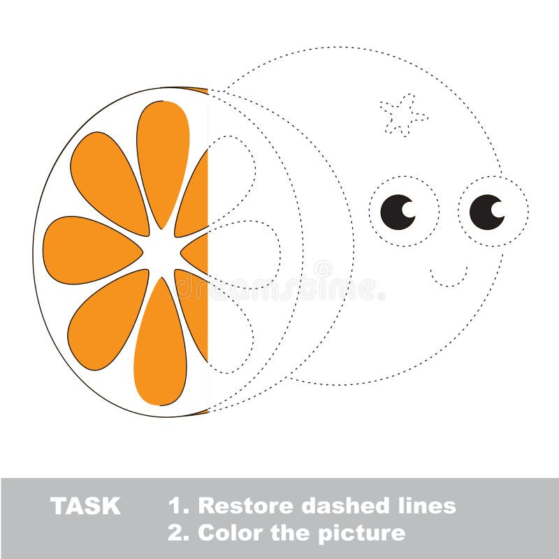 Orange To Be Colored And Trace Line Educational Game For Kids Stock ...