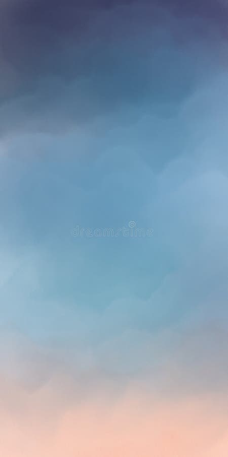 Orange To Dark Blue Gradient Sky with Clouds. Abstract Watercolor ...