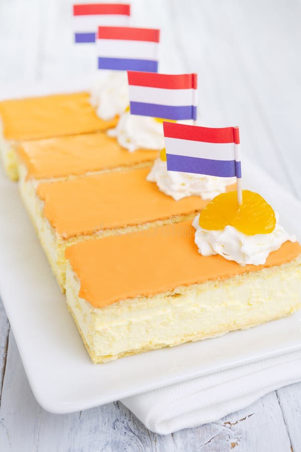 Orange Tompouce, Traditional Dutch Treat with Pudding and Frosting on ...
