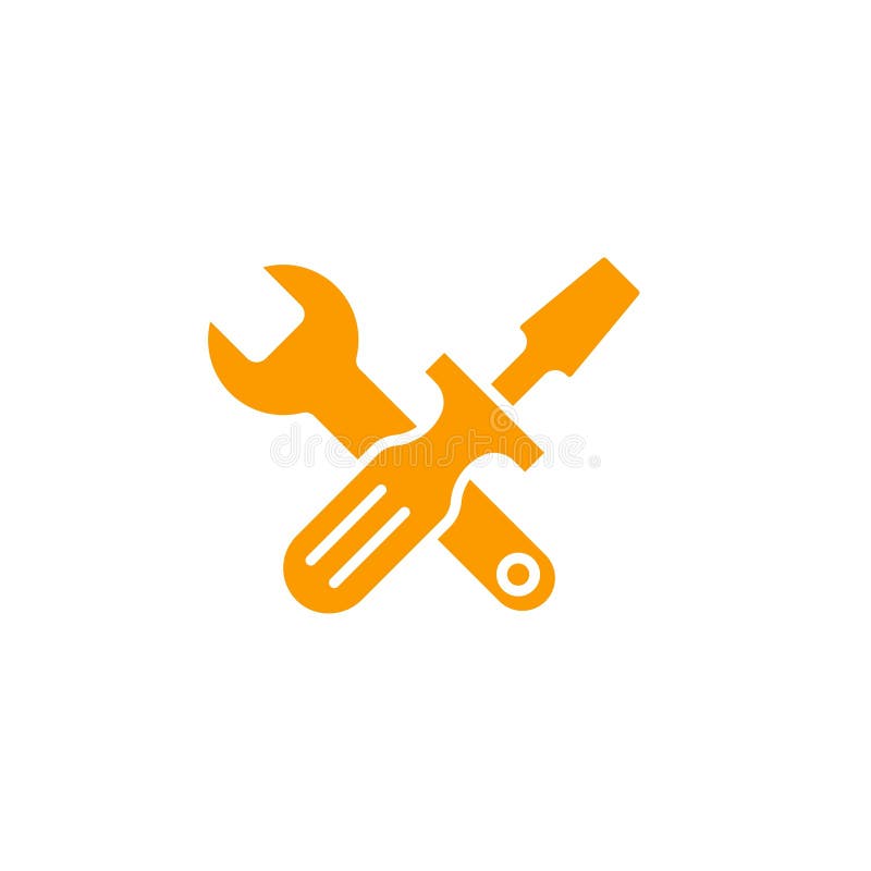 Orange Tool Icon Featuring Wrench and Screwdriver Design Elements for ...