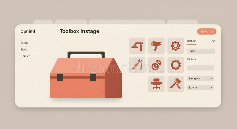 Orange Toolbox Icon on Digital Interface Stock Illustration ...