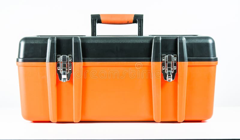 Orange toolbox isolated stock photo. Image of closed - 45932248