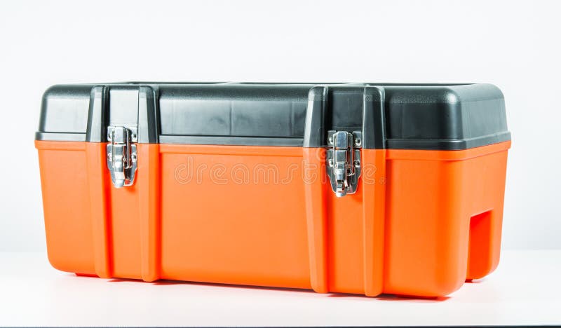 Orange toolbox isolated stock photo. Image of empty, case - 47159818
