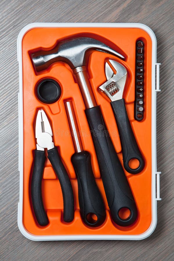 Orange tools box stock image. Image of vertical, work - 38560839
