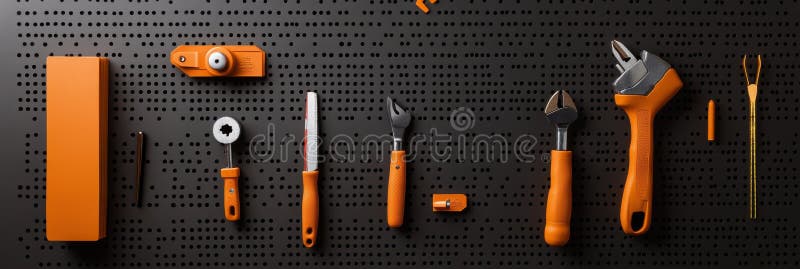 Orange Tools on Pegboard Organized Workspace Efficient Tools Precision ...