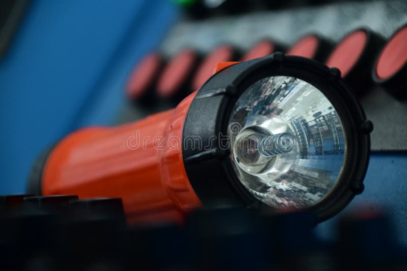 Orange plastic torch stock image. Image of torchlight - 138247723