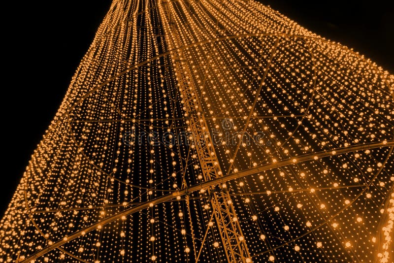 Orange Tower of Lights Going Up To the Sky - Modern Light Show Stock ...