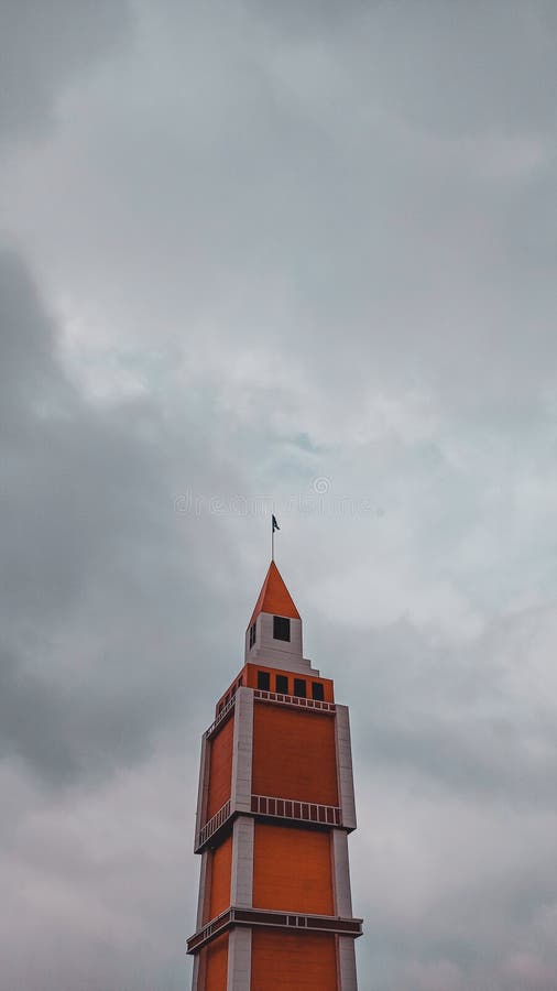 Orange tower to dark sky stock image. Image of landmark - 209735081