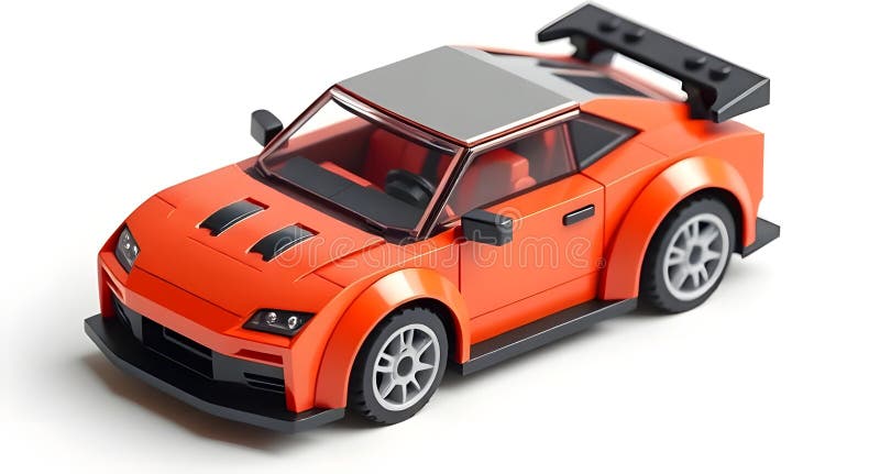 An Orange Toy Lego Car on White Background Stock Illustration ...