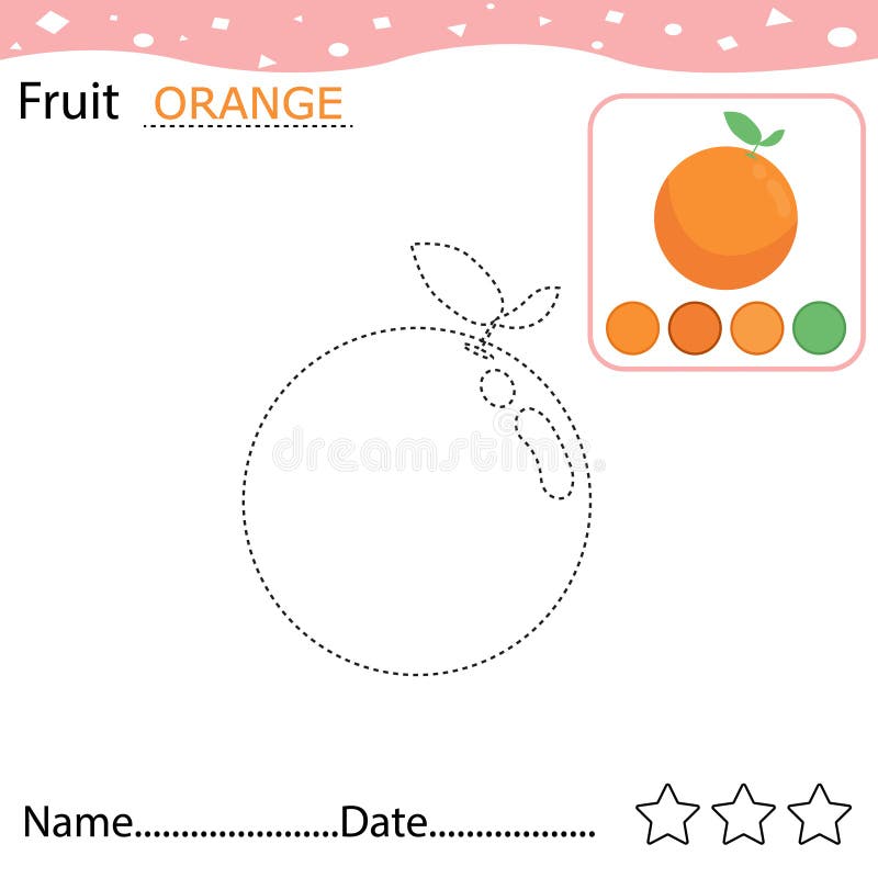 Orange Trace and Color for Kids, Coloring Book Kids Stock Illustration ...