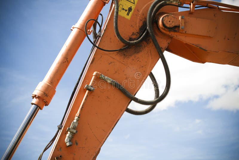 Orange Tractor on Blue Sunrise Sky Stock Image - Image of blade ...