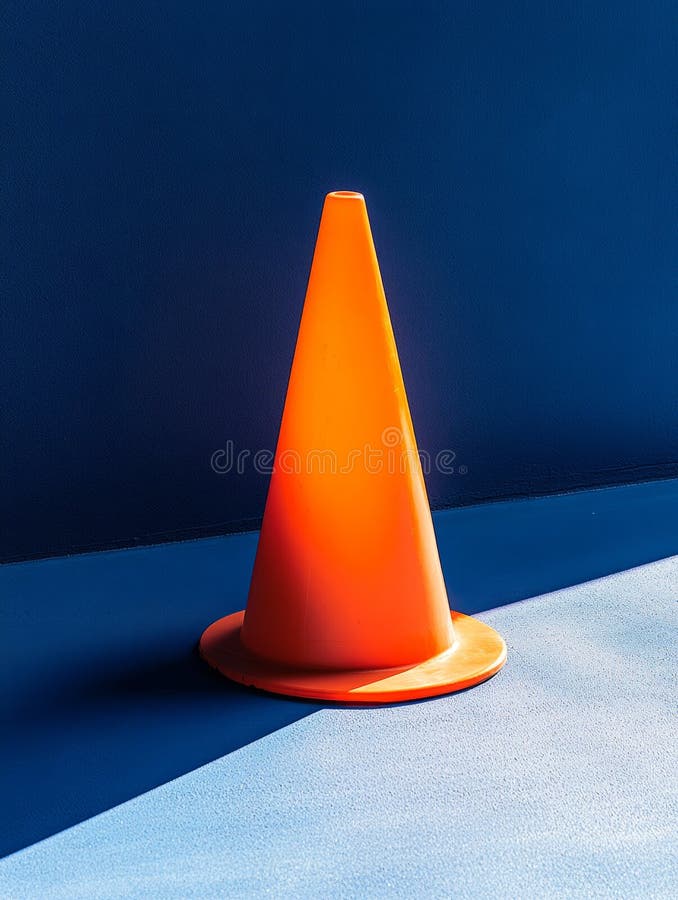 Orange Traffic Cone on a Blue Surface Stock Photo - Image of symbolism ...