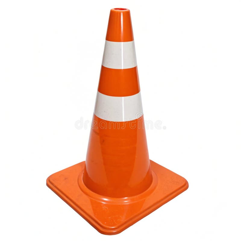 Orange Traffic Cone Isolated on White Background Stock Illustration ...