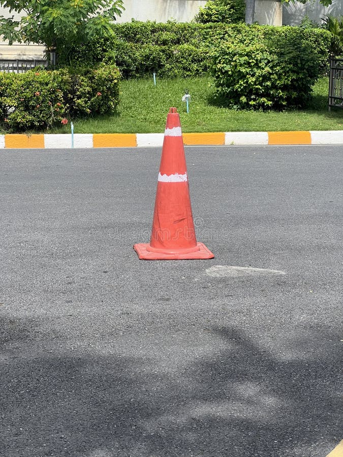 An Orange Traffic Cone on the Road. the Cone Stands in the Middle of ...