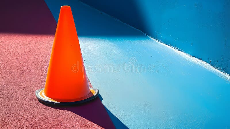 Orange Traffic Cone on Vibrant Colored Ground Stock Image - Image of ...