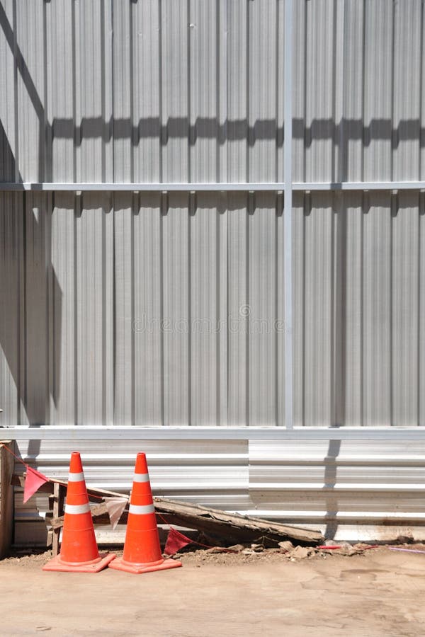 Orange Traffic-cones Around Construction-area Stock Photo - Image of ...