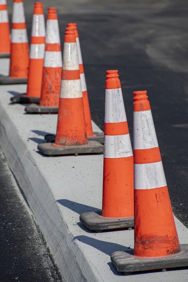 Orange Traffic Cones at Construction Site Stock Photo - Image of danger ...
