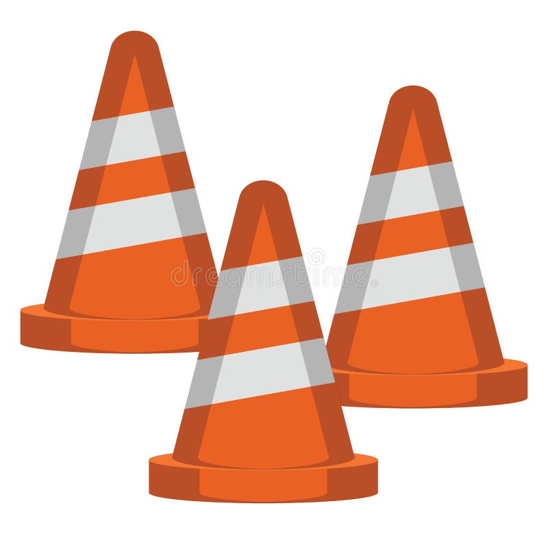 Orange traffic cones, icon stock vector. Illustration of icon - 262385780