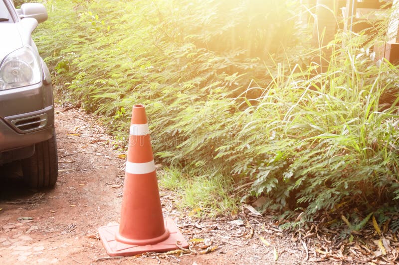 Orange Traffic Cones Placed on the Road Surface Stock Image - Image of sign, site: 376643995