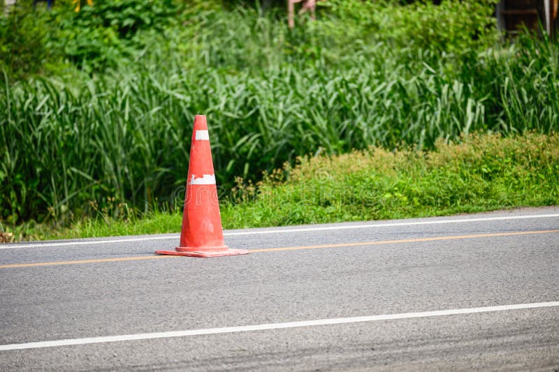 Orange Traffic Sign Funnel on Road Stock Image - Image of construction ...