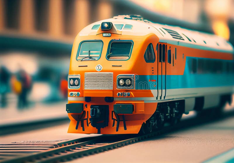 Orange Train Arrives at the Railway Station. Stock Illustration ...