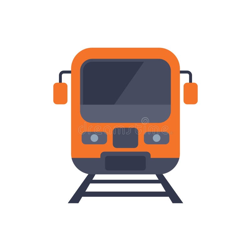 Orange Train Arriving at the Station in Flat Design Stock Illustration ...