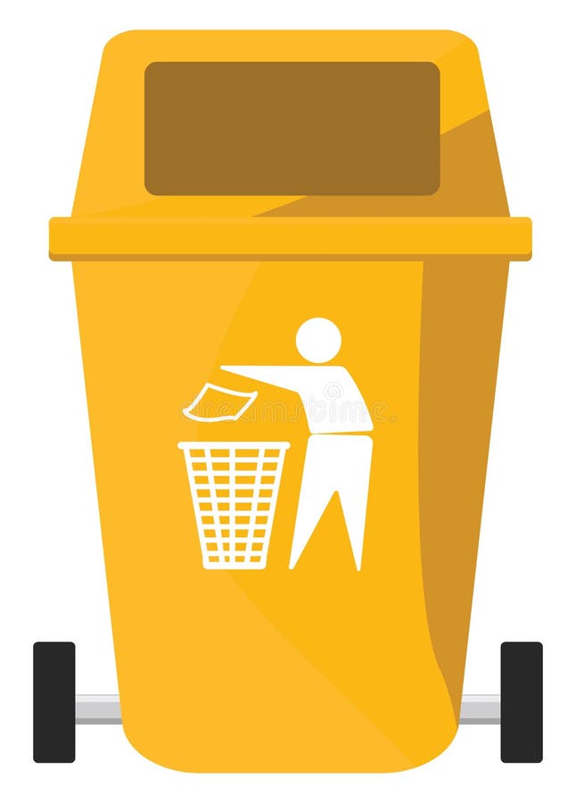 Orange trash bin, icon stock vector. Illustration of reuse - 261371956