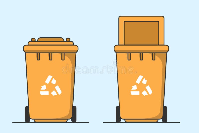 Orange Trash Bin stock vector. Illustration of trash - 329236323