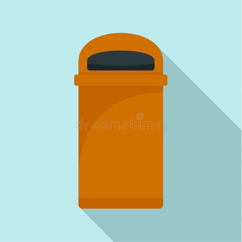 Orange Trash Box Icon, Flat Style Stock Vector - Illustration of ...