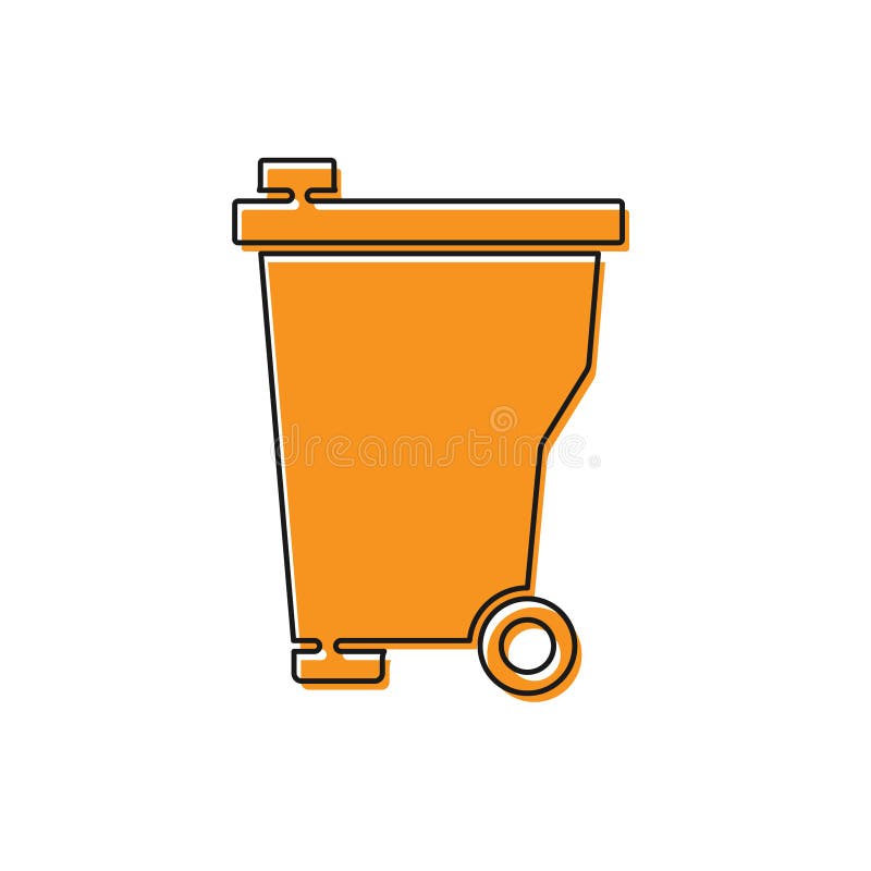 Orange Trash in Garbage Cans with Sorted Garbage Icon Isolated on White ...