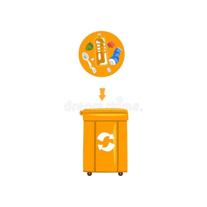 Orange Trash Can Icon, Flat Style Stock Vector - Illustration of ...