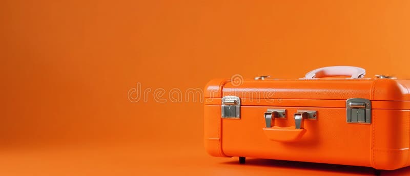 Orange Travel Suitcase, on Orange Background. Trip Concept Stock ...