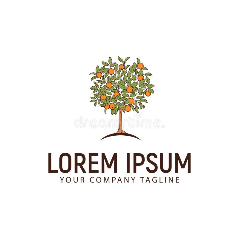 Orange Tree Logo Design Concept Template Stock Vector - Illustration of ...