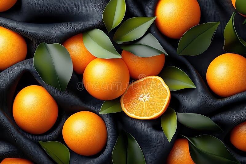 Orange Tree Pattern in a Textile Design with Vibrant Colors ...