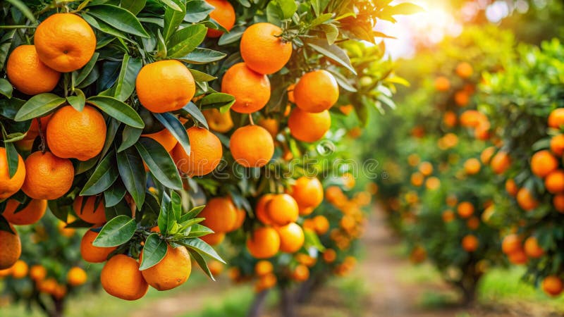 Orange Tree Ripe Mandarin Oranges on Tree in Valencia Orchard AI ...