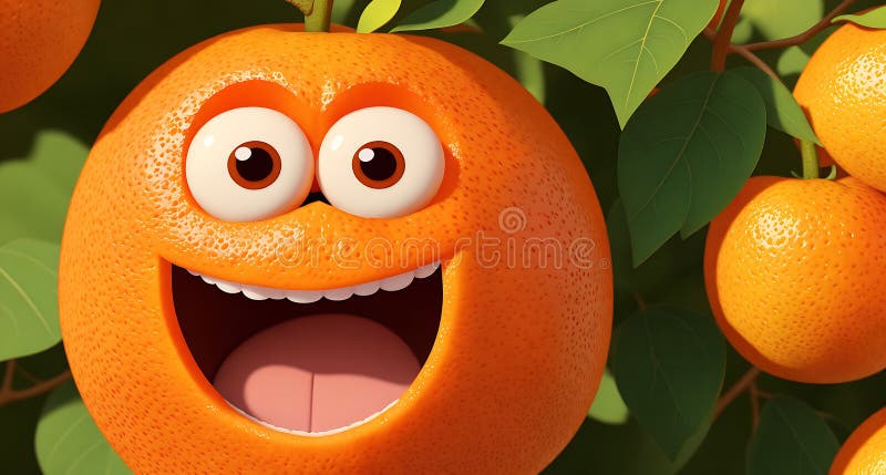 An Orange Tree with a Smiling Face Stock Photo - Image of bark, branch ...