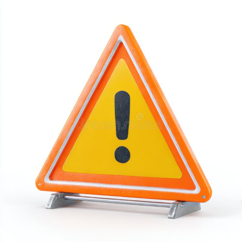 Orange Triangle Caution Sign with Exclamation Mark Isolated on White ...